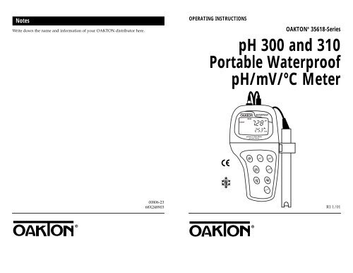 pH 300 & 310 Meter Manual - Oakton Instruments