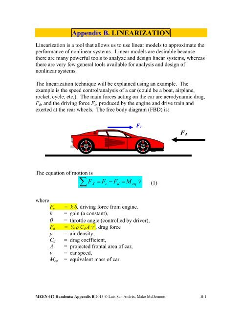 Appendix B. LINEARIZATION Appendix B. LINEARIZATION