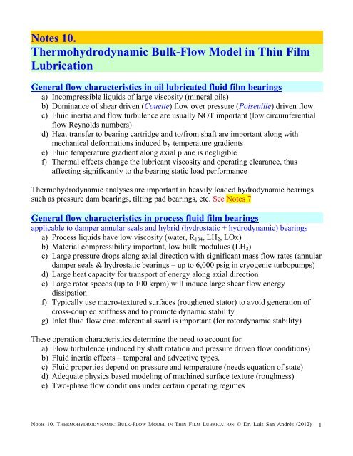 A thermohydrodynamic bulk-flow model for fluid film bearings