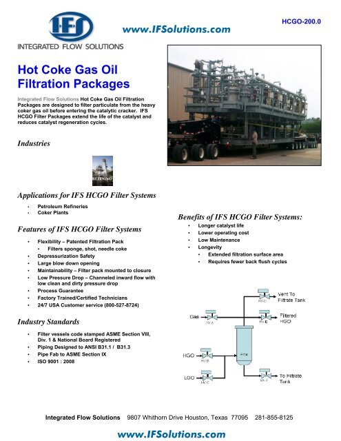 Hot Coke Gas Oil Filtration Packages - Integrated Flow Solutions