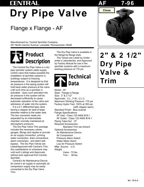 AF Dry Pipe Valve