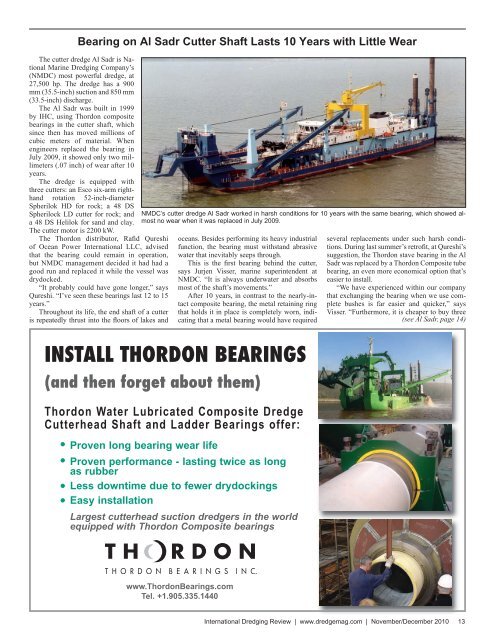 Bearing on Al Sadr Cutter Shaft Lasts 10 Years ... - Thordon Bearings