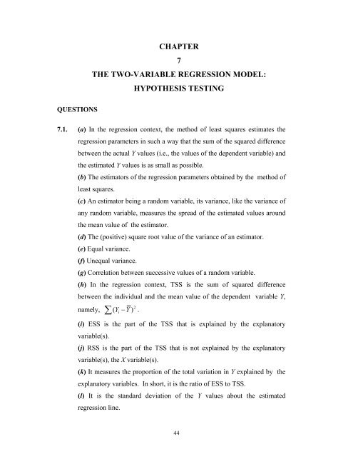 Chapter 7 The Two Variable Regression Model Hypothesis Testing 2556