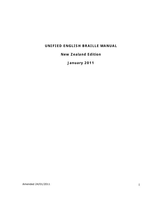 New Zealand UEB Manual - the Braille Authority of North America