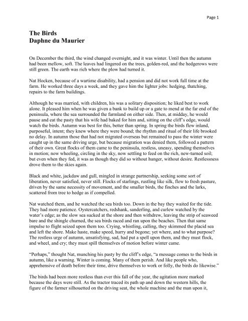 The Birds Daphne du Maurier