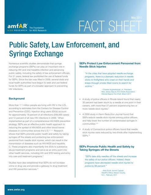 Fact sheet: Public Safety, Law Enforcement, and Syringe - amfAR