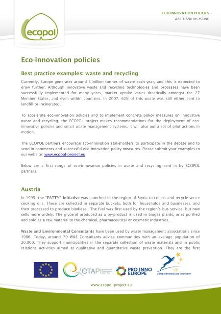 Innovative waste management - Ecopol