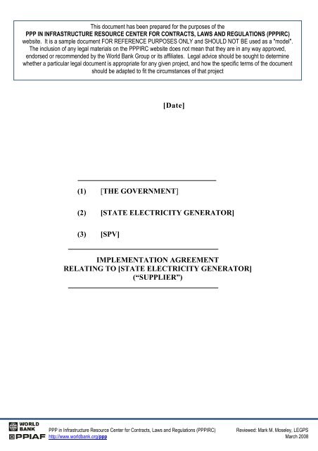 Implementation Agreement - SADC PPP Network