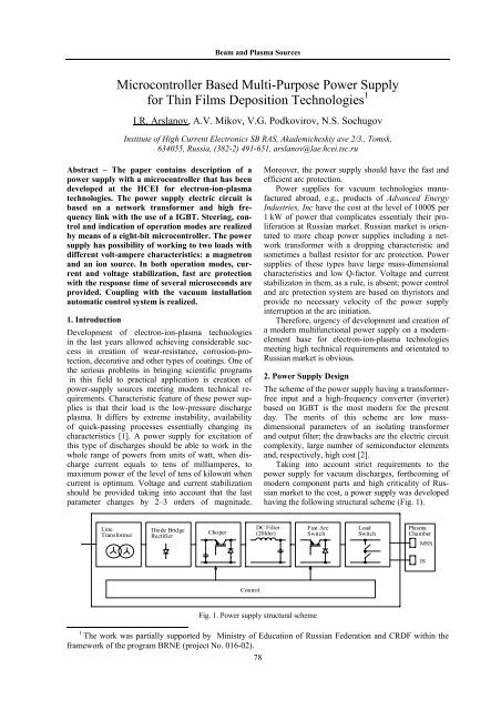 Microcontroller Based Multi-Purpose Power Supply for Thin Films ...