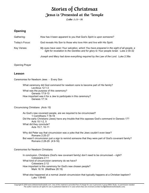 Handout - Bible Stories for Adults