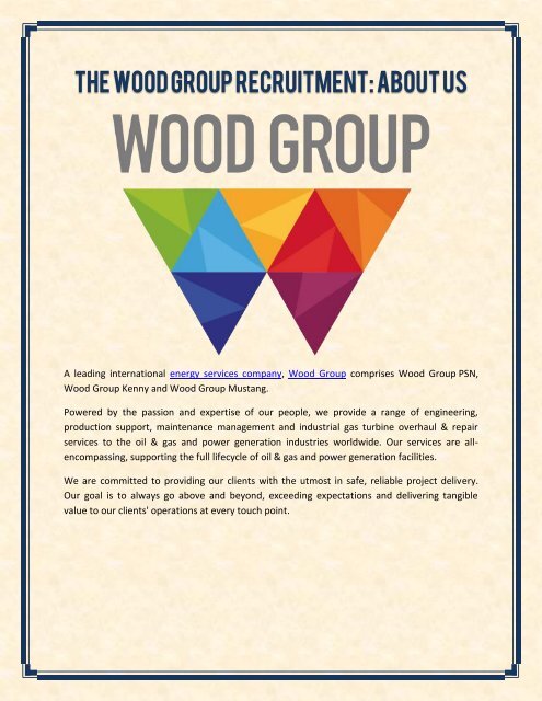 The Wood Group Recruitment: About Us