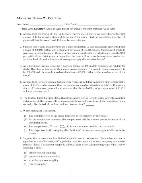 Midterm Exam 2: Practice