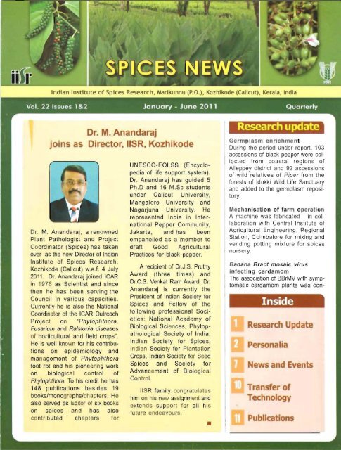 Inside - Indian Institute of Spices Research