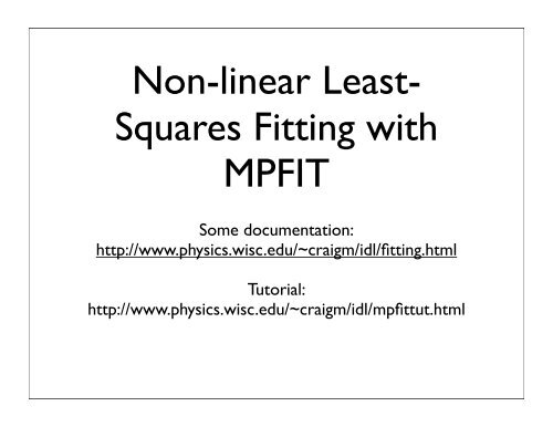 Non-linear Least- Squares Fitting with MPFIT - UGAstro