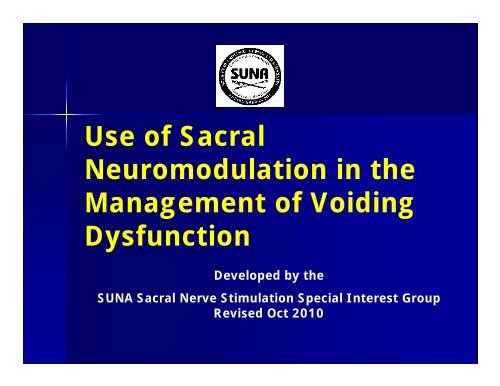 Use of Sacral Neuromodulation in the Management of ... - SUNA