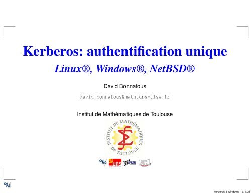 Kerberos : Linux, Windows et le SSO - Gestion De Projet