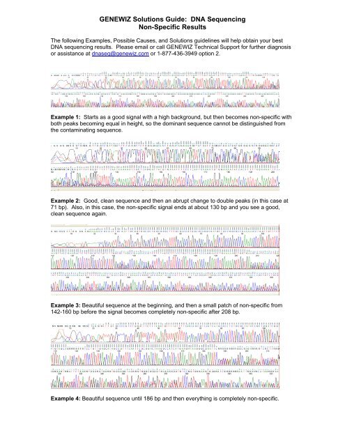 GENEWIZ Solutions Guide: DNA Sequencing Non-Specific Results