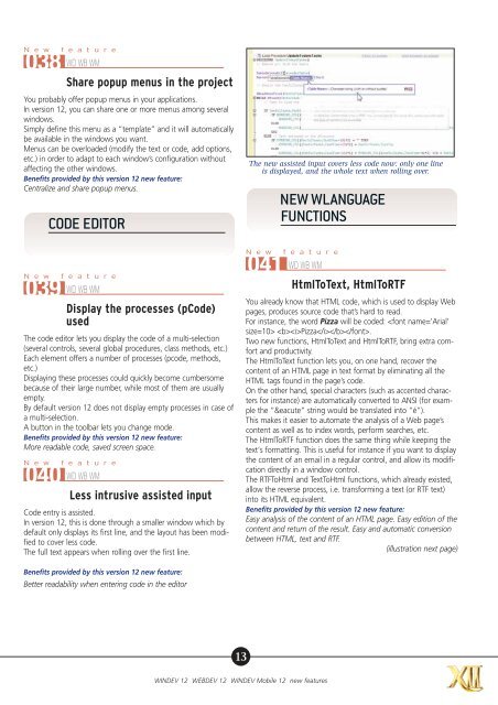 Miscellaneous new features - Source : www.pcsoft-windev-webdev ...