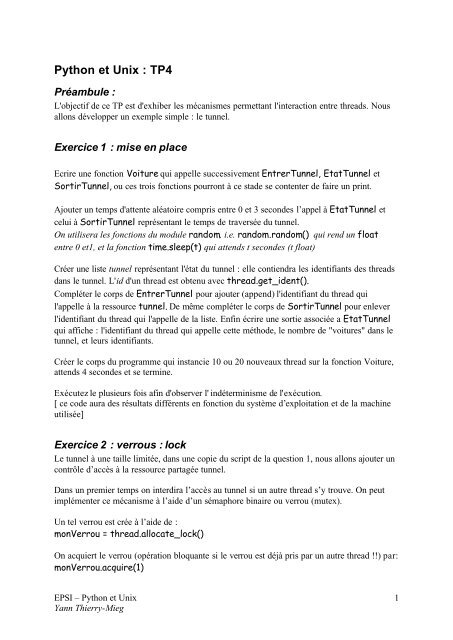 Python et Unix : TP4