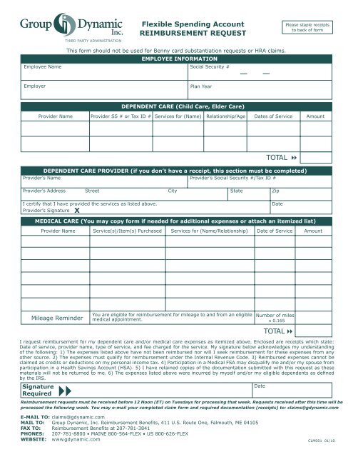 Flexible Benefit Claim Form