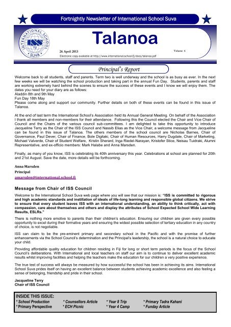 Talanoa 26.04.13 - International School Suva