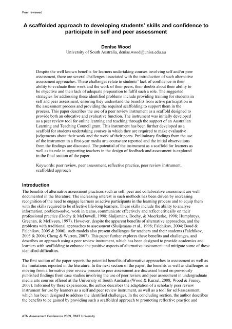 Collaborative peer review: a model for promoting - RMIT University