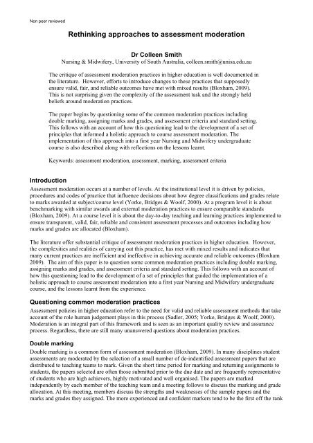 Rethinking Approaches to Assessment Moderation - RMIT University