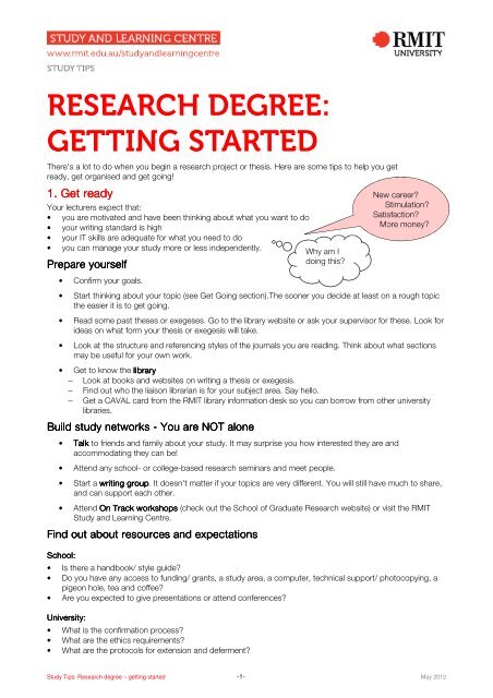 RESEARCH DEGREE: GETTING STARTED - RMIT University