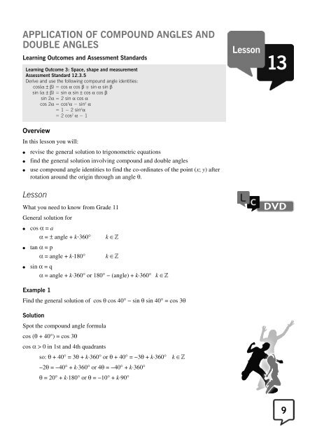 Gr 12 Application of Compound & Double Angles - Maths Excellence