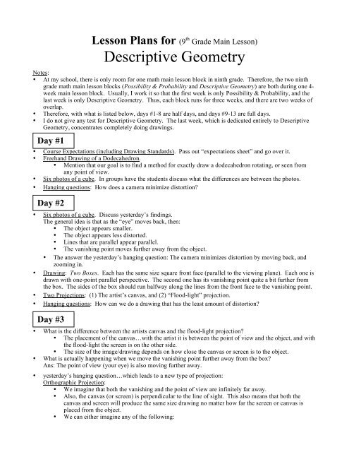 Descriptive Geometry - Lesson Plans - Jamie York Press