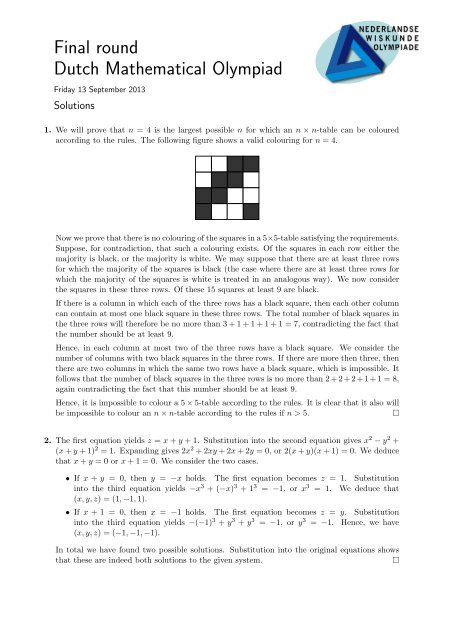 Final round Dutch Mathematical Olympiad - Nederlandse Wiskunde ...