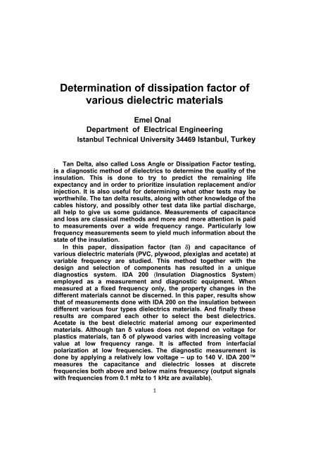 Determination of dissipation factor of various dielectric ... - CCP2010