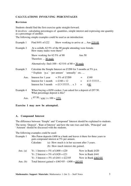 Download Percentages Notes & Examples - Mathematics