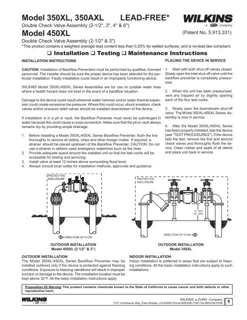 Wilkins 350 XL 450 XL Series 2.5 inch thru 6 inch ... - Irrigation Direct