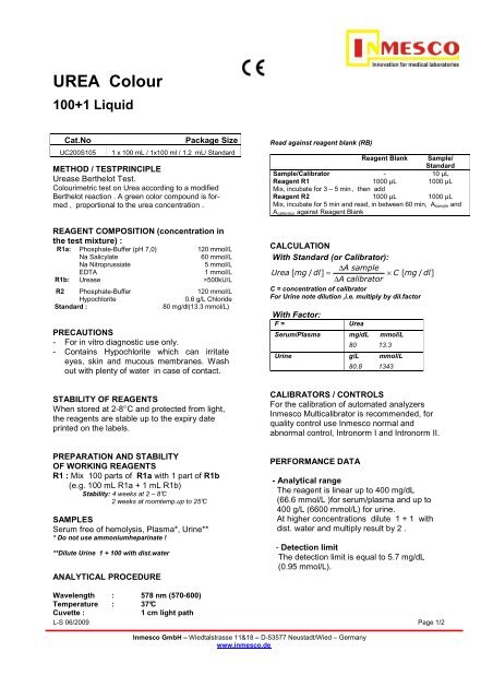 UREA Colour 100+1 Liquid - inmesco
