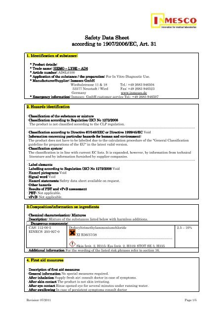 BAYER ADVIA 60 - Lysing reagent - inmesco