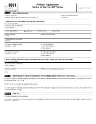Form 8871, "Political Organization Notice of Section 527 Status."
