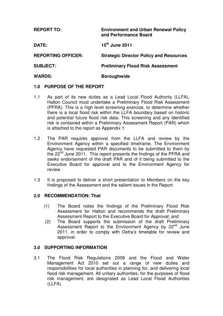 Preliminary Flood Risk Assessment PDF 44 KB - Halton Borough ...
