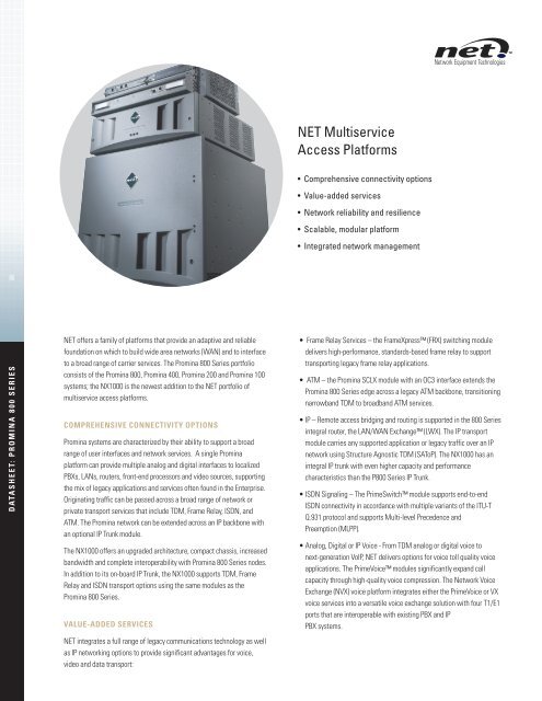 Promina Overview - Network Equipment Technologies, Inc.