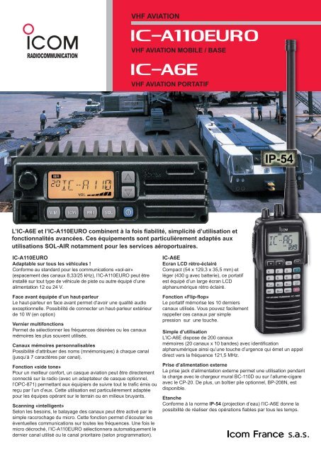 Documentation commerciale IC-A110 IC-A6 - Icom France