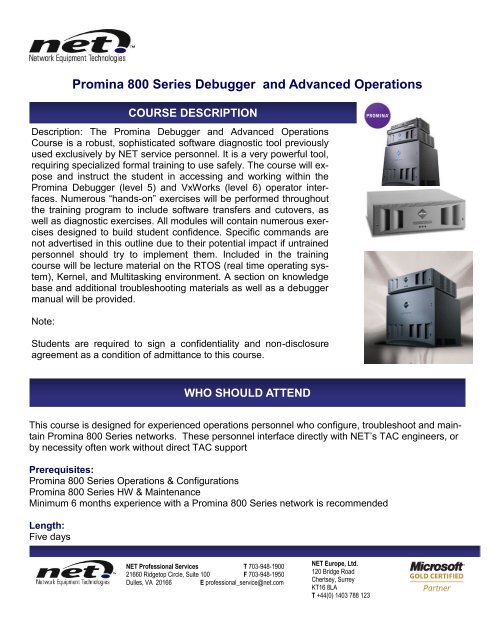 Promina 800 Series Debugger and Advanced Operations