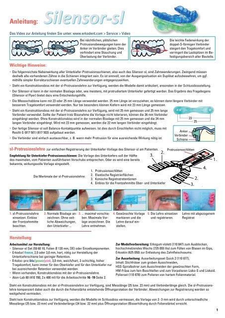 Unterkiefer- Protrusionsschiene Anleitung: