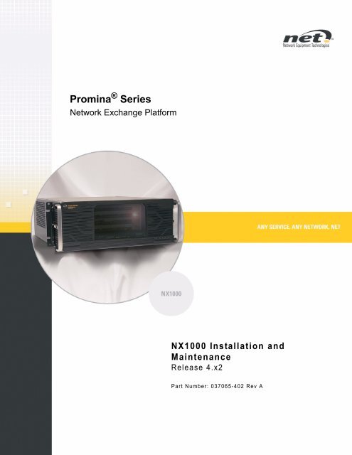 Promina Series Release 4.x2 NX1000 Installation and Maintenance ...