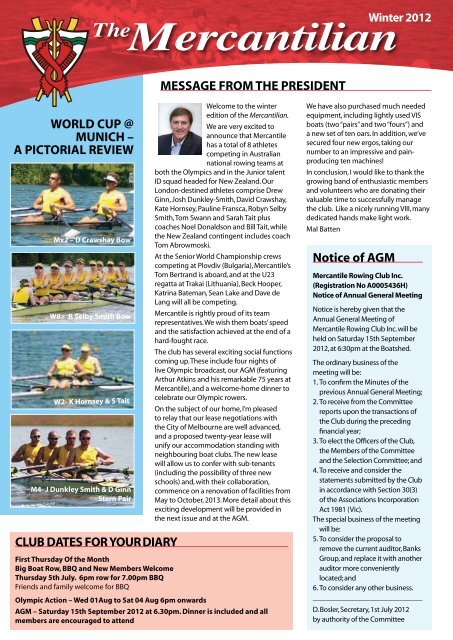 The Mercantilian Winter 2012 - Mercantile Rowing Club