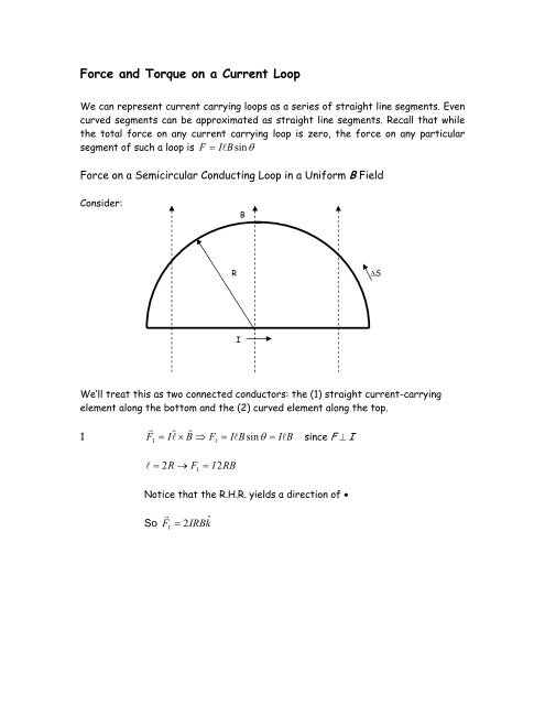 Force and Torque on a Current Loop