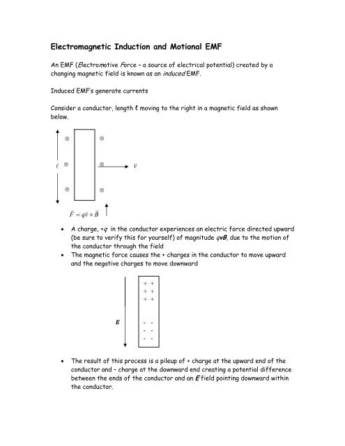 Electromagnetic Induction and Motional EMF