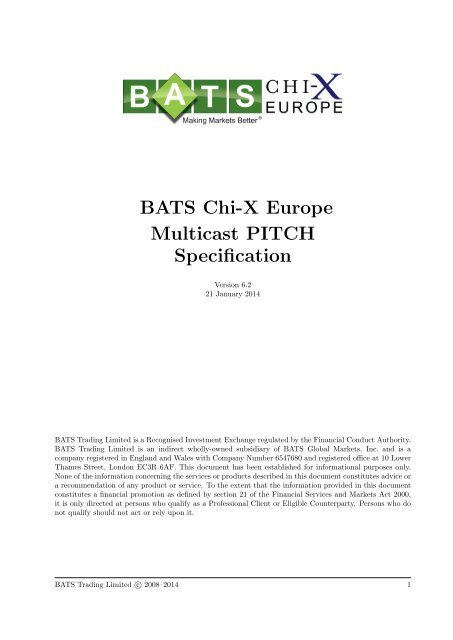 Multicast PITCH Specification - BATS Exchange
