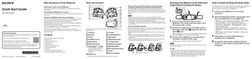 Sony NWZ-WS613 - Quick Start Guide