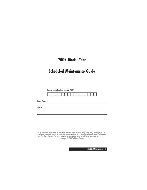 Ford Escape 2005 - Scheduled Maintenance Guide Printing 4 (pdf)