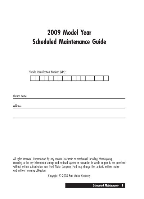 Ford Mustang 2009 - Scheduled Maintenance Guide Printing 2 (pdf)